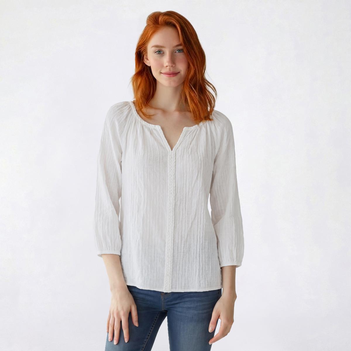 Click here for Juniors A. Byer 3/4 Sleeve Peasant Top prices
